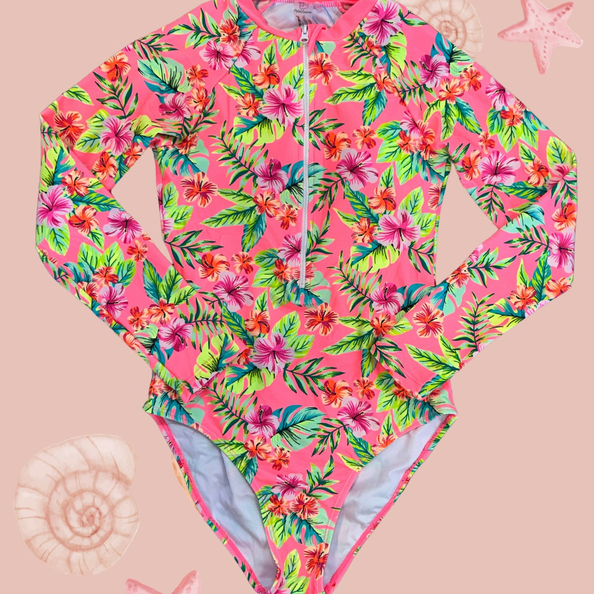 H3115 Long Sleeve Tropical Rash Guard Teens – Stylish Swimwear